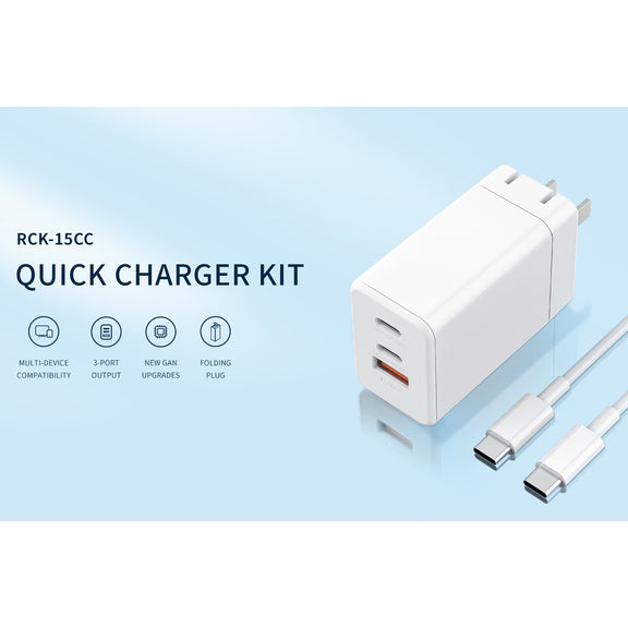 Recci 65W Gallium Nitride Fast Dual Type-C Port+USB Port – iCase Stores