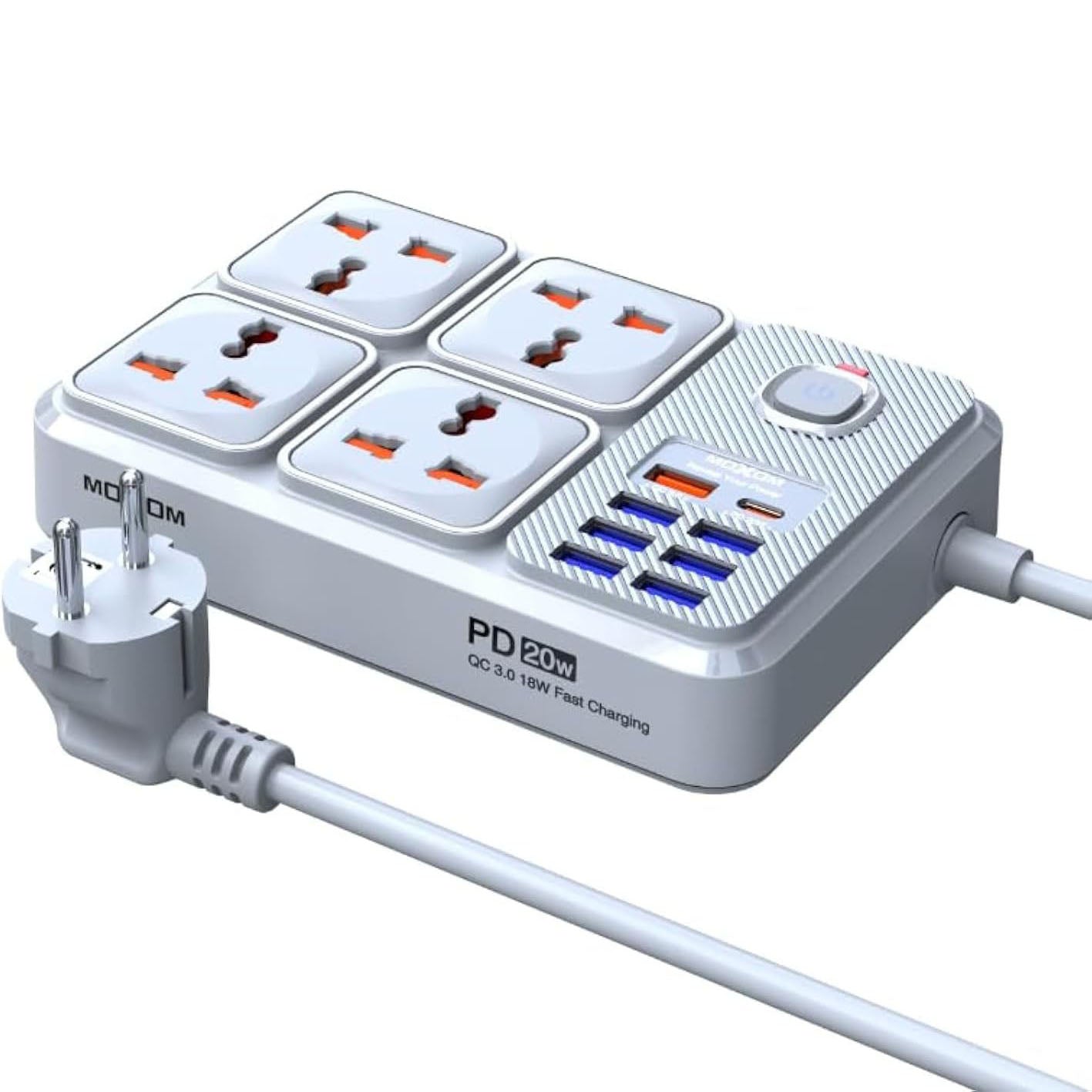 Moxom 12 in 1 Power Strip With 4 Socket, 7 USB, 1 Type-C PD With One K ...
