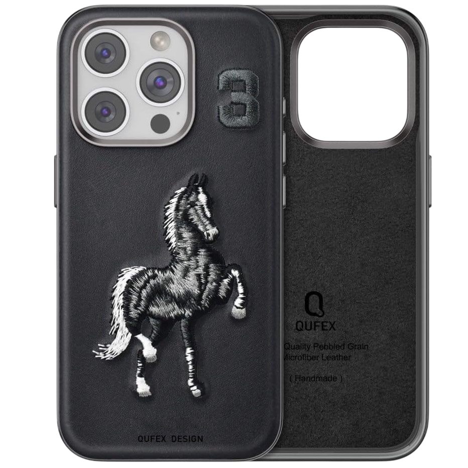 Premium Leather Horse Embroidered iPhone Case | iCase Stores