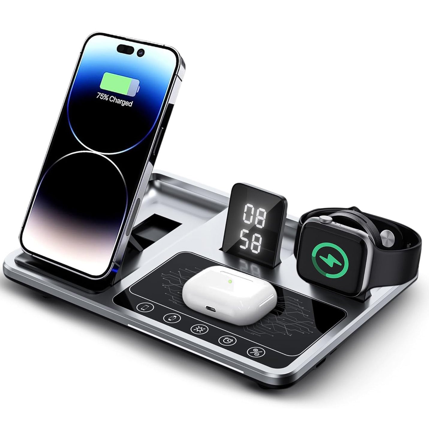 4-in-1 Phone Wireless Charger with Ambient Light 30W | iCase Stores