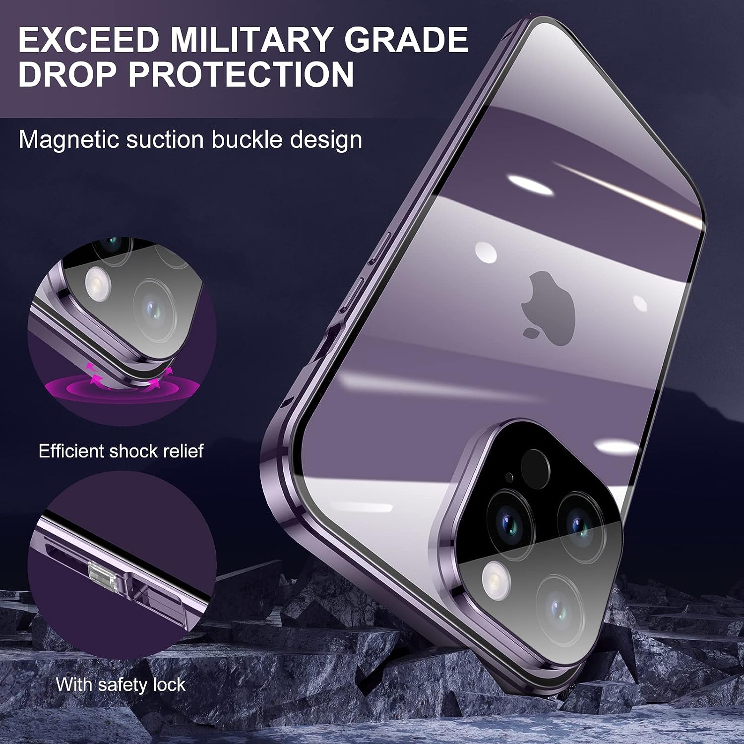 Full Body 360 Double-Sided Tempered Glass Case with Aluminum Frame ...