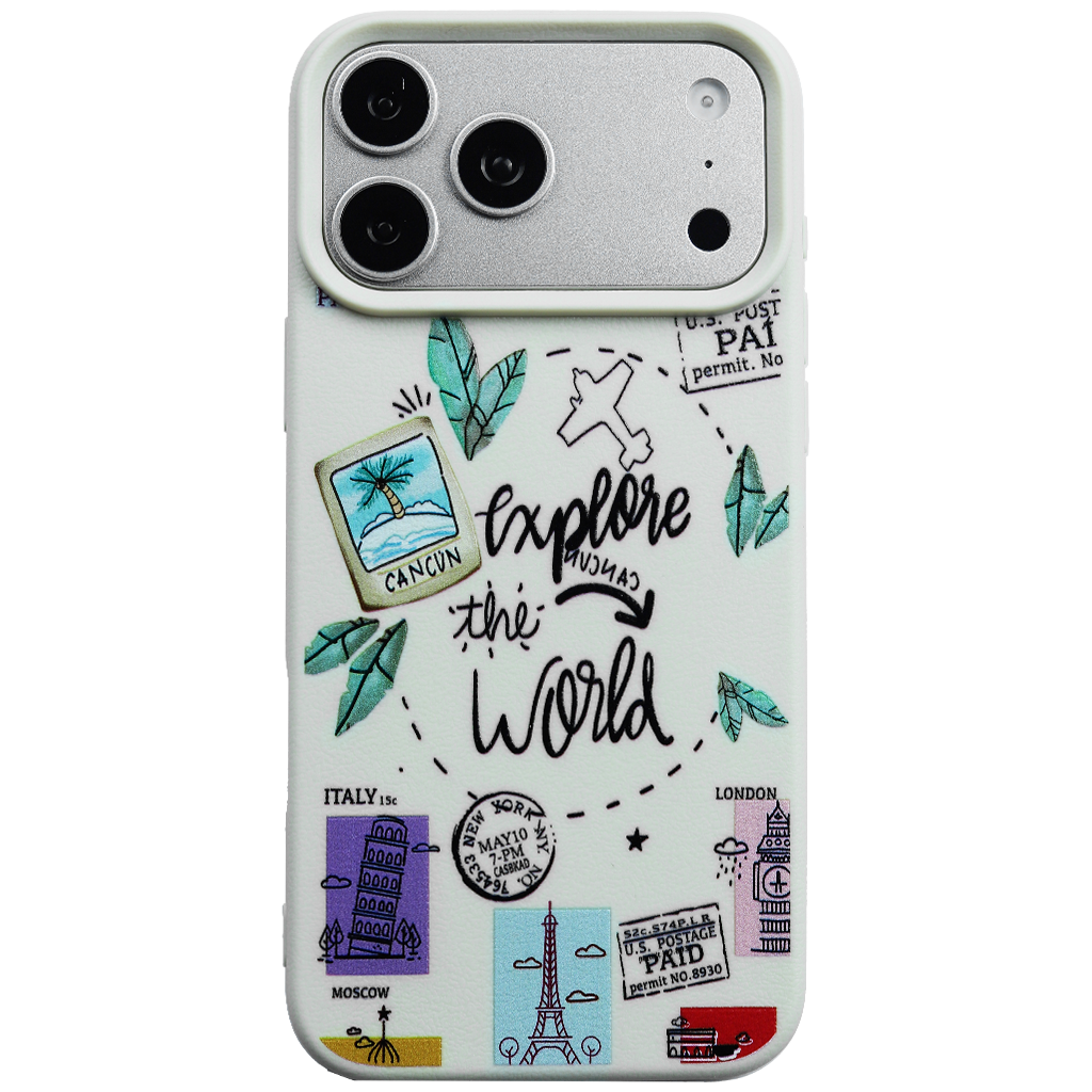 Explore the World iPhone Case | Travel Map Leather Texture Cover ...