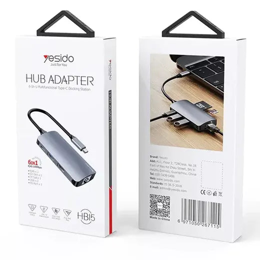 Yesido 6 In 1 TypeC Ports Multifunctional Docking Station Hub Adapter – iCase Stores