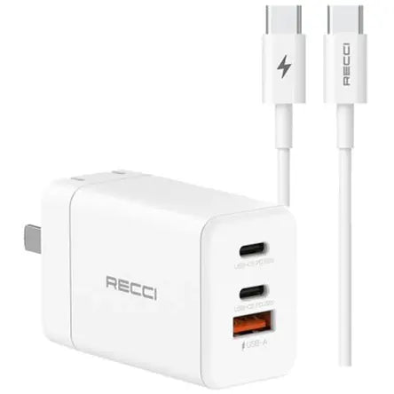 Recci 65W Gallium Nitride Fast Dual Type-C Port+USB Port – iCase Stores