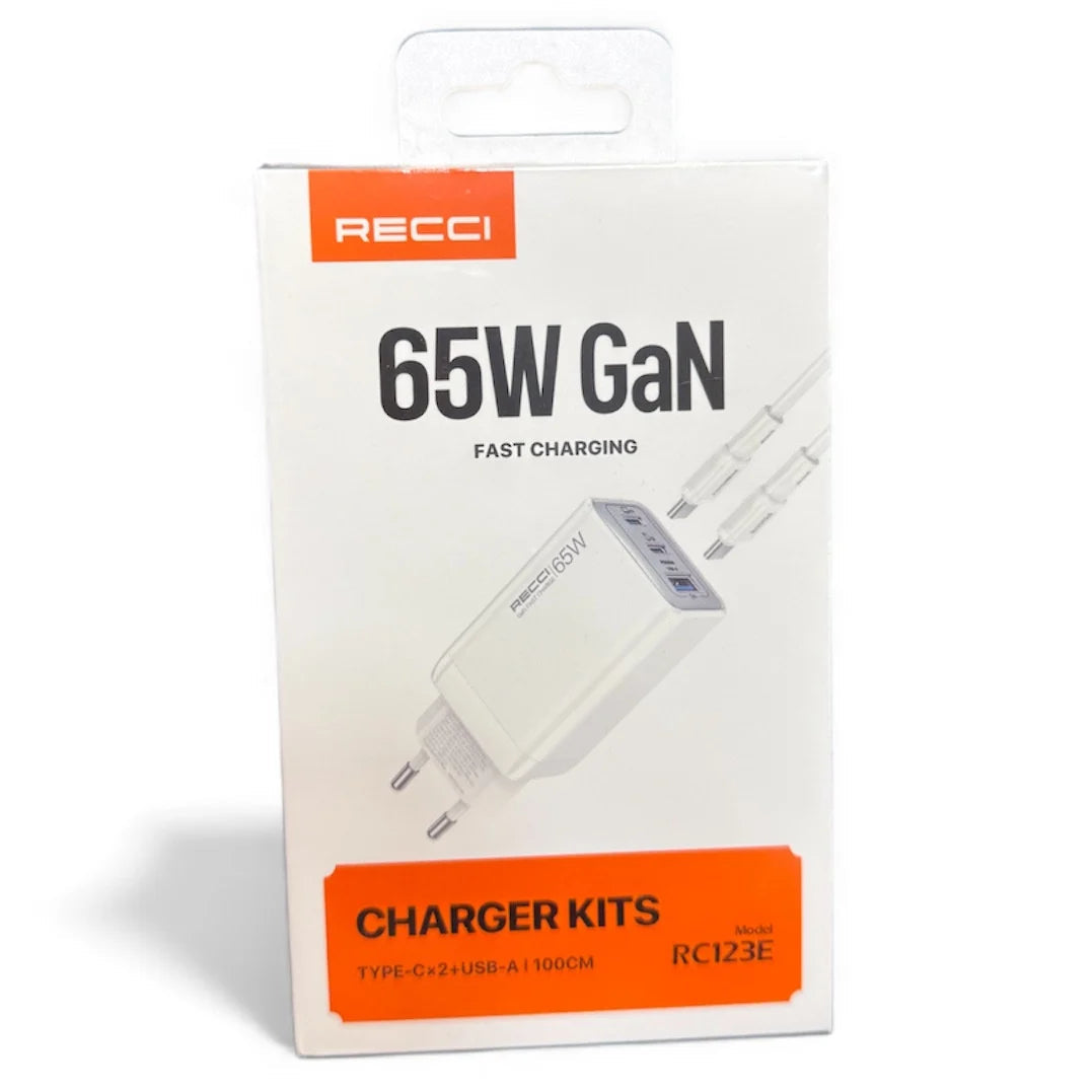 Recci 65W PD Fast Charger Dual USB-C & USB-A | Multi-Port Power Adapter ...