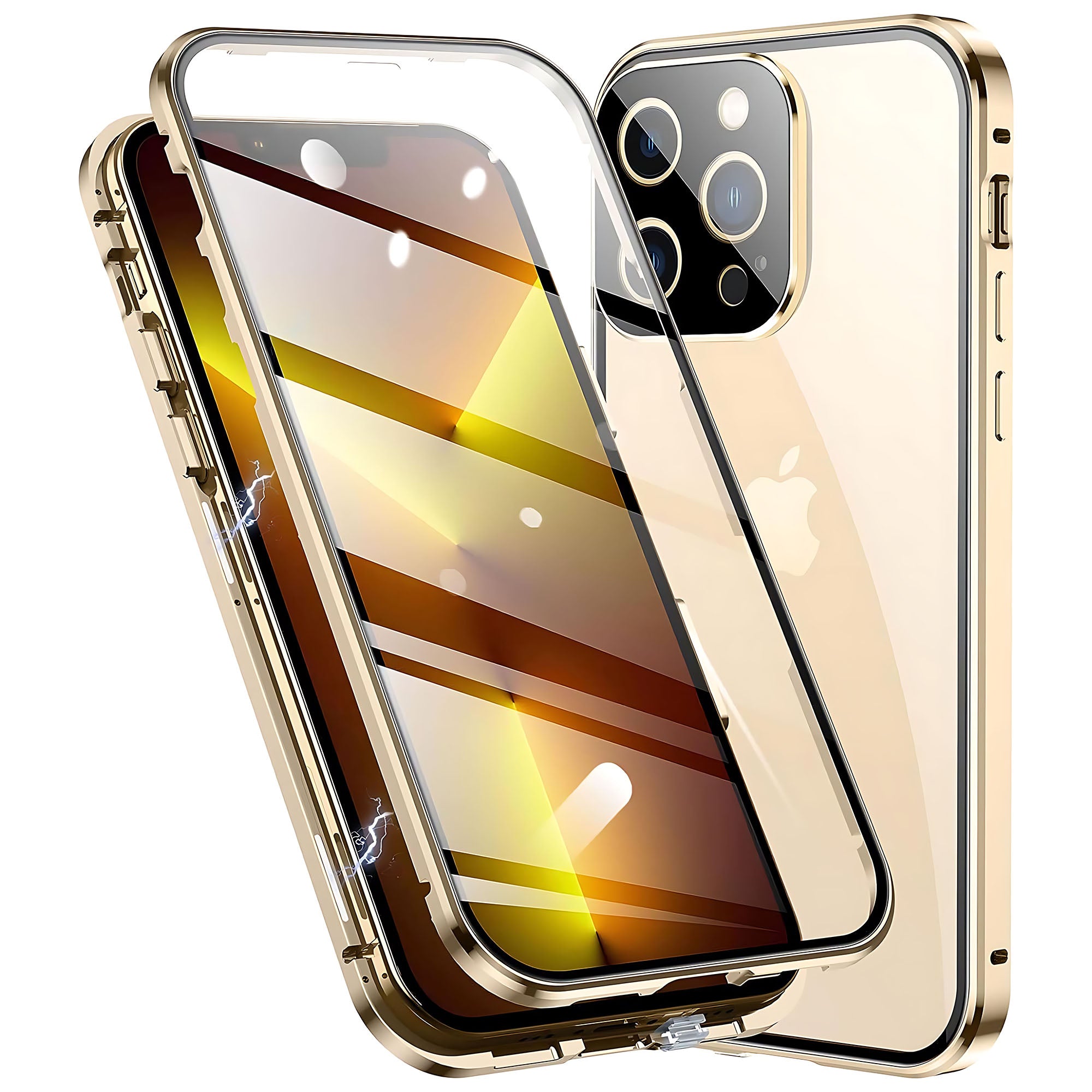 Full Body 360 Double-Sided Tempered Glass Case with Aluminum Frame ...