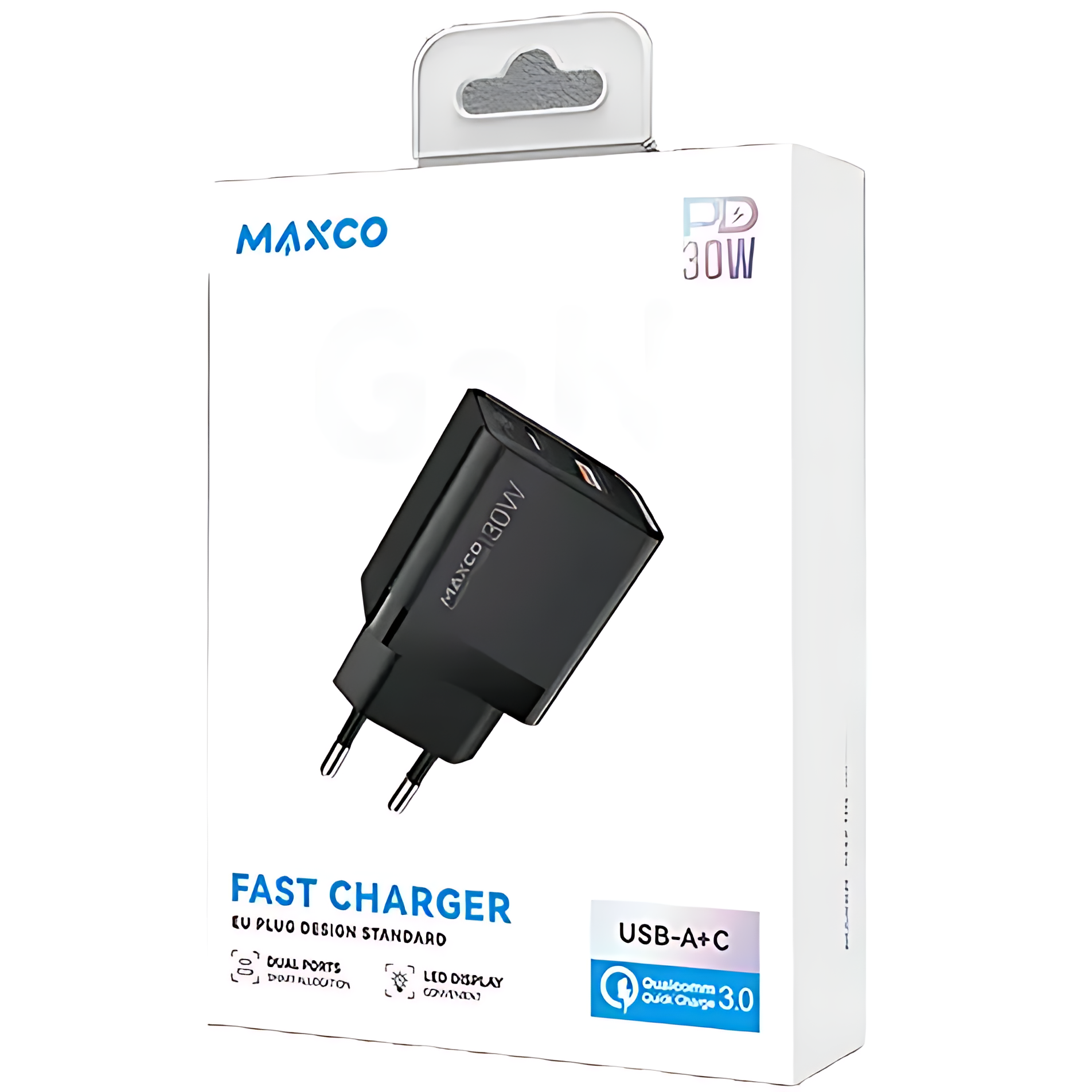 Maxco GaN Fast Charger PD 30W Dual Ports EU Plug | iCase Stores USB-C ...
