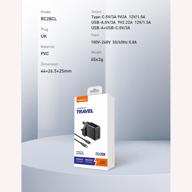 Recci Travel 20W PD+QC Wall Charger Kit - iCase Stores